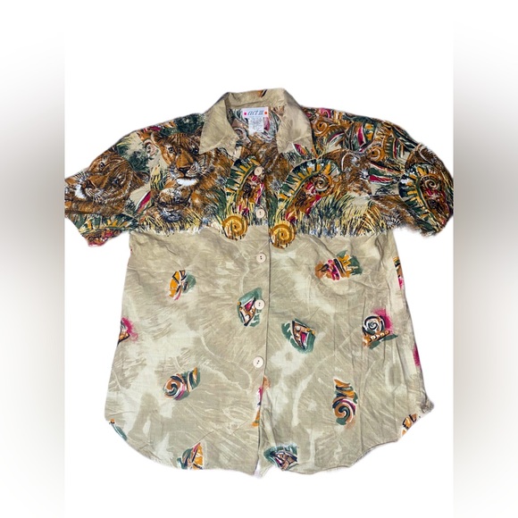 Act Iii | Tops | Vtg Act Iii Usa Made Shirt Button Up Blouse African ...